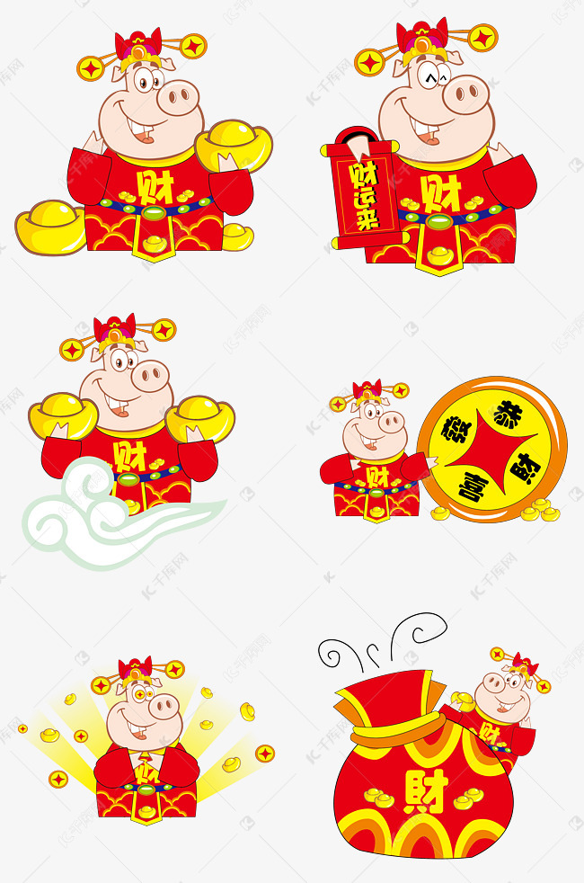 发财猪系列新春过节卡通素材图片免费下载-千库网