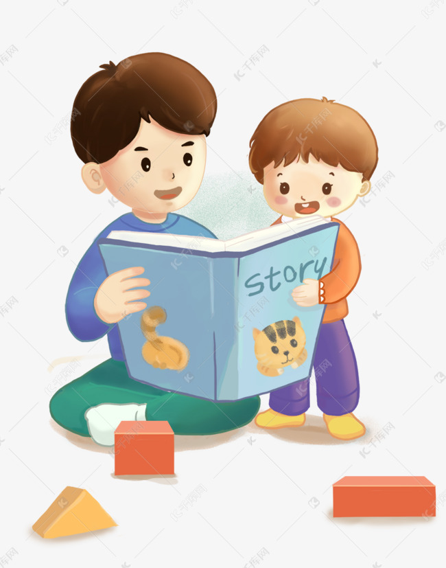 亲子阅读时光卡通插画素材图片免费下载-千库网