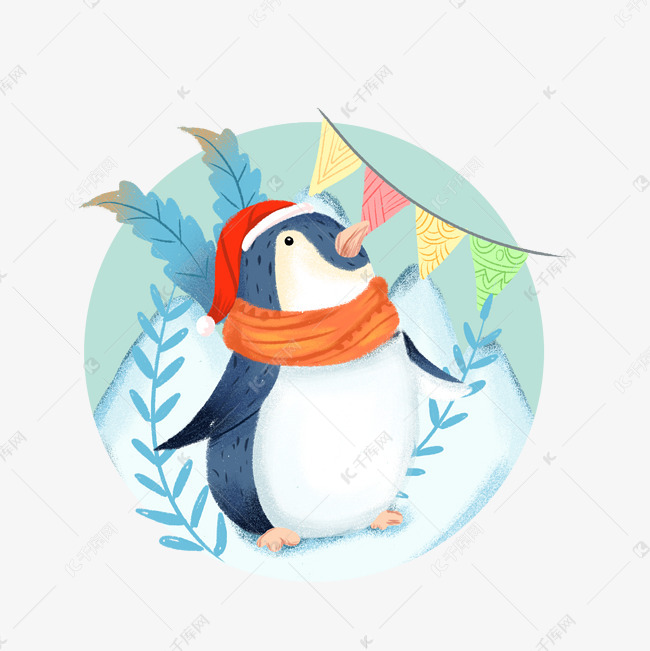 卡通手绘可爱动物插画企鹅素材图片免费下载-千库网