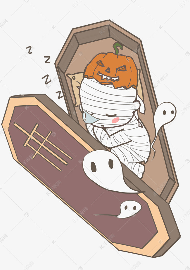 棺材木乃伊手绘插画素材图片免费下载-千库网