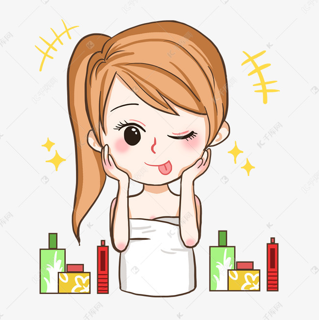 手绘美容护肤人物插画素材图片免费下载 千库网