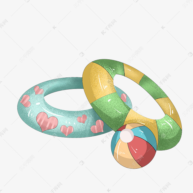 卡通彩色泳圈手绘插画素材图片免费下载-千库网