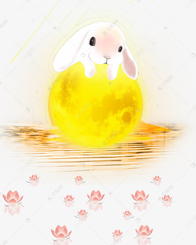 趴在月亮上的兔子素材图片免费下载-千库网