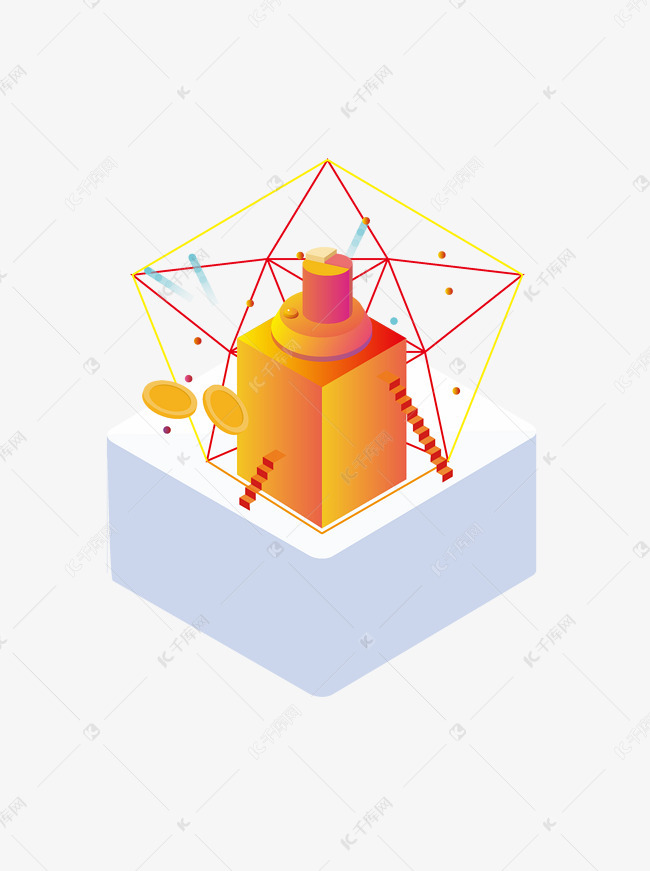 2.5D金融科技比特币区块链矢量插画素材图片免费下载-千库网