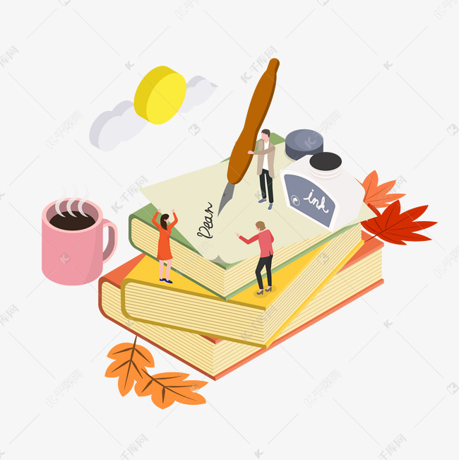 2.5D卡通插画风格正在写字的年轻人素材图片免费下载-千库网