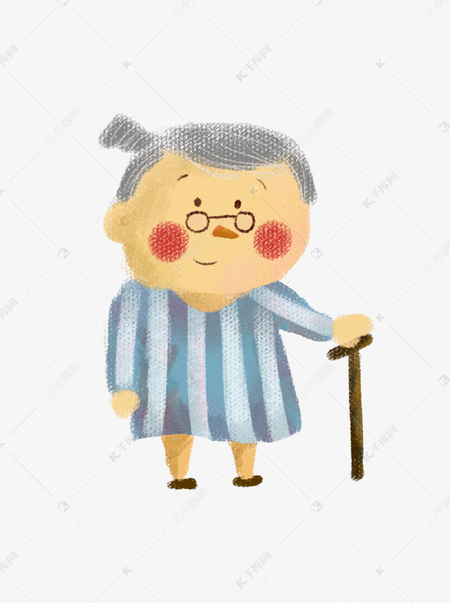老太太病人手绘卡通可爱可商用元素素材图片免费下载-千库网