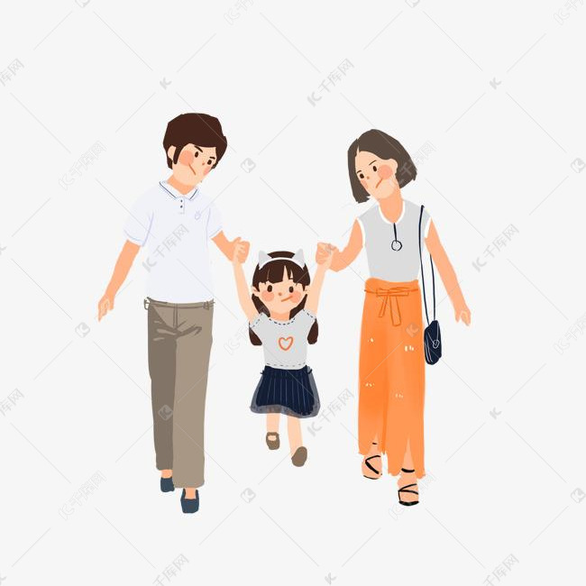 温馨家庭亲子主题插画素材图片免费下载-千库网