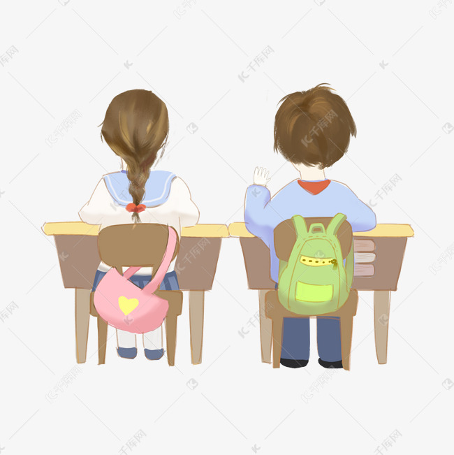 开学日小学生同桌小清新卡通手绘素材图片免费下载-千库网
