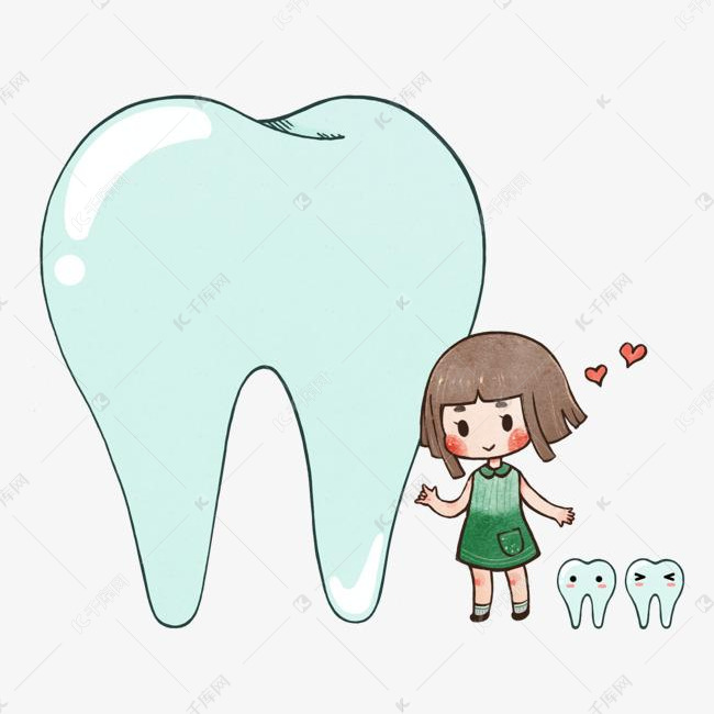全国爱牙日健康牙齿可爱Q版小女孩卡通水彩素材图片免费下载-千库网