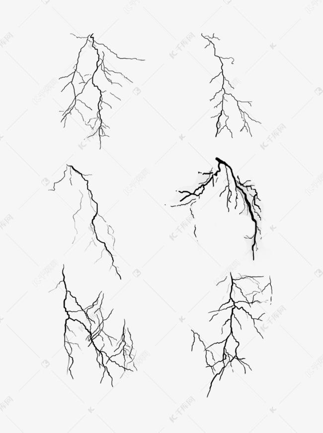 闪电黑色手绘商用素材图片免费下载-千库网