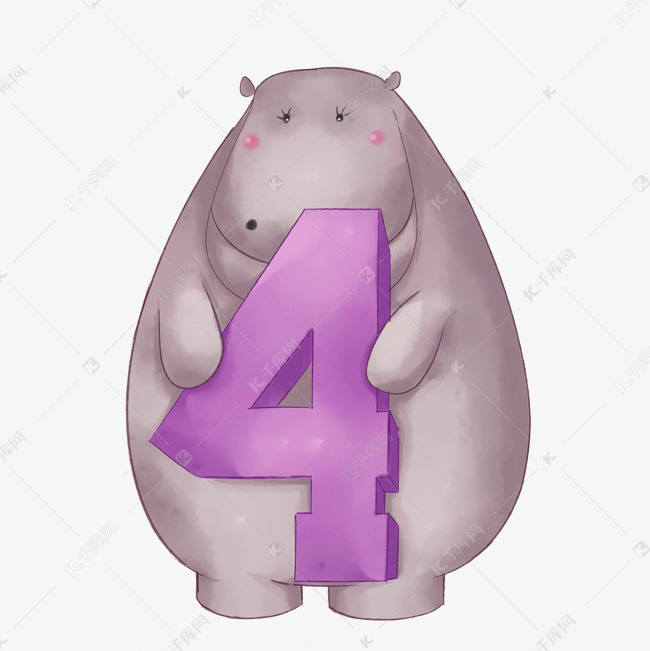 卡通紫色数字4可爱海马素材图片免费下载_高清psd_千库网(图片编号11535614)
