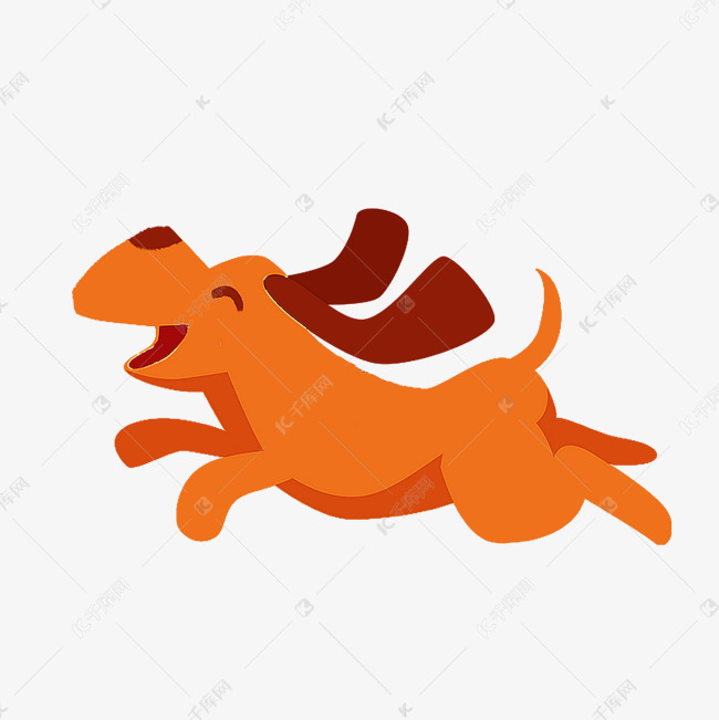 手绘卡通奔跑的小狗素材图片免费下载-千库网