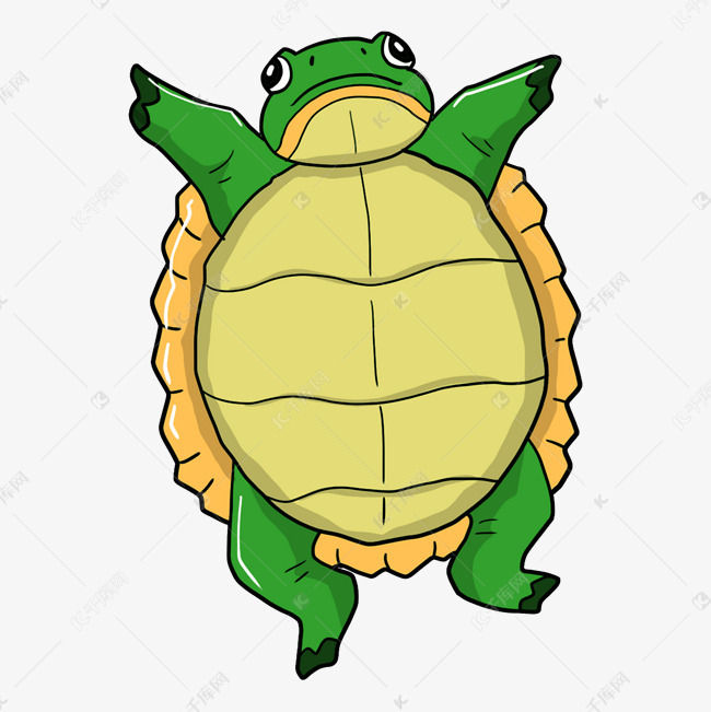 伸懒腰的绿色乌龟插画素材图片免费下载-千库网