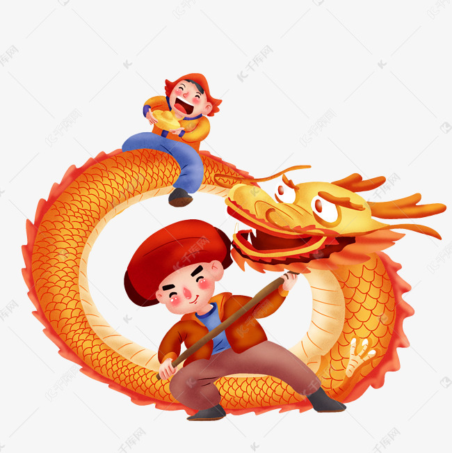 手绘春节舞龙png图素材图片免费下载-千库网