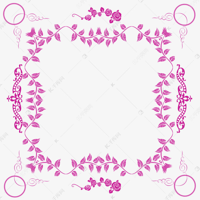 紫色花纹花边边框装饰素材图片免费下载-千库网
