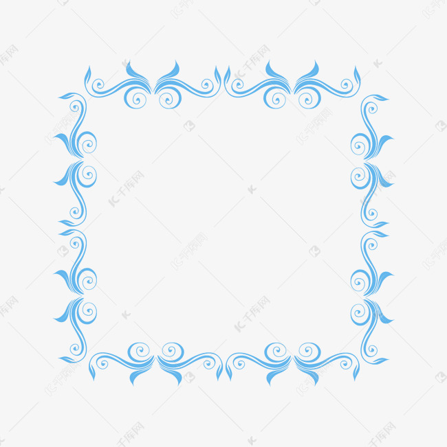 边框蓝色花纹元素素材图片免费下载-千库网