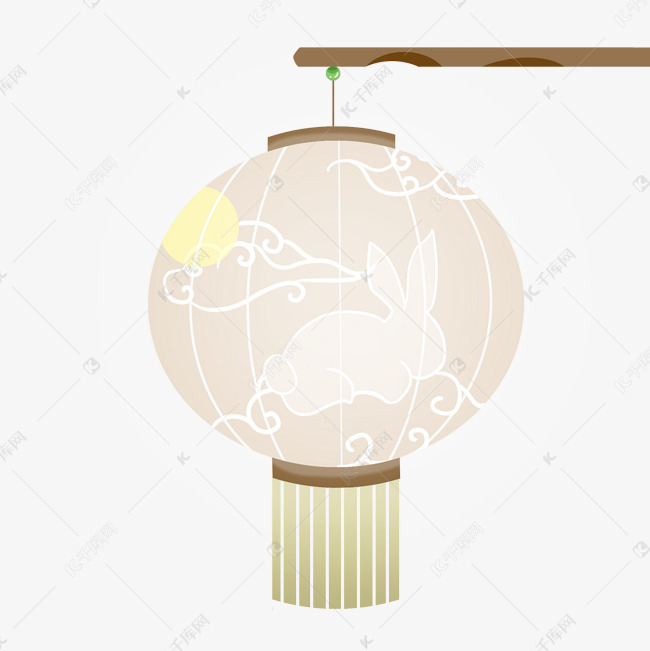 圆形兔子花纹灯笼素材图片免费下载-千库网