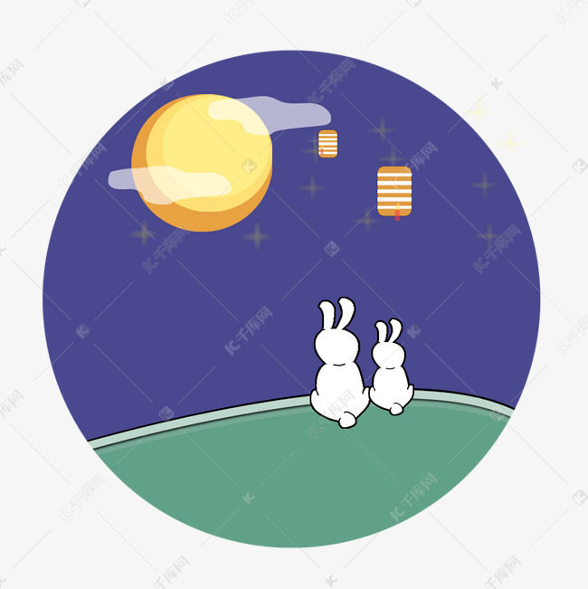 小兔子看月亮免 素材图片免费下载-千库网