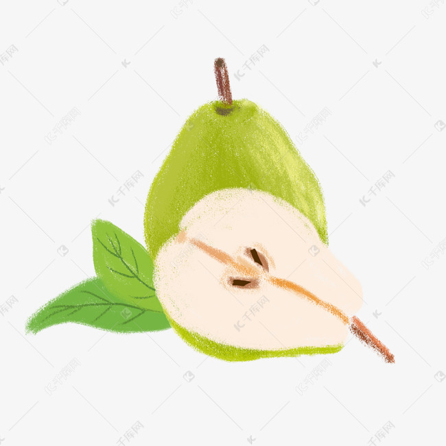 夏天鹅黄色绿色手绘肌理梨新鲜水果免抠图素材图片免费下载-千库网