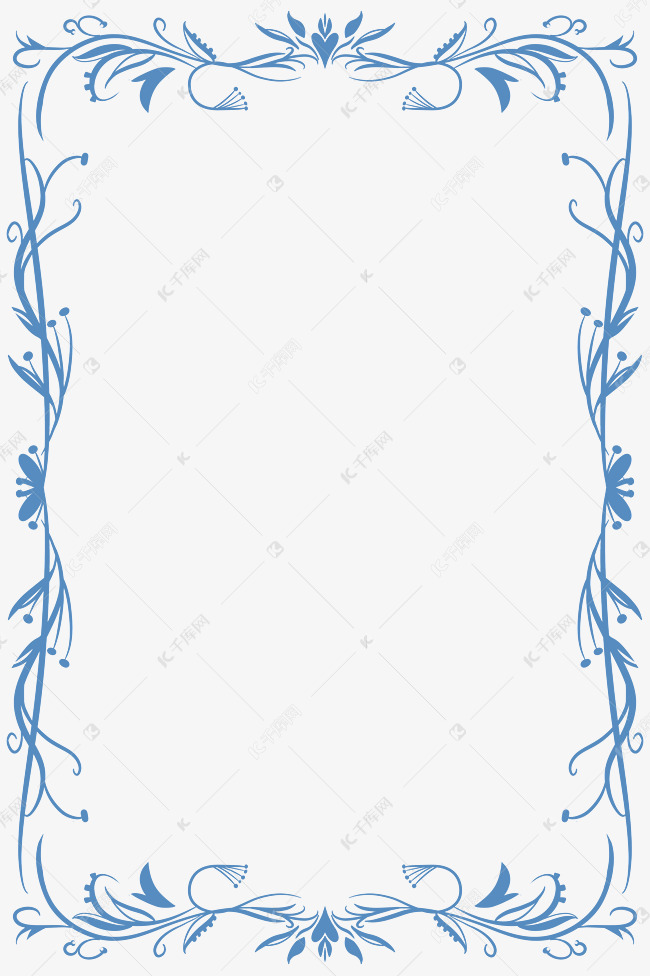 淡雅蓝色花藤边框素材图片免费下载-千库网