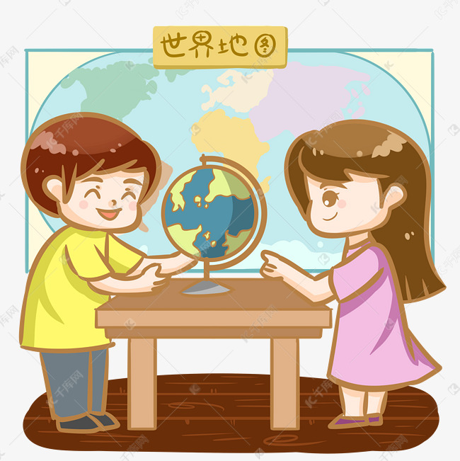地理课堂学习男孩女孩人物形象素材图片免费下载-千库网