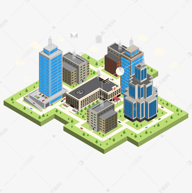 2.5D城市建设模型免抠图素材图片免费下载-千库网