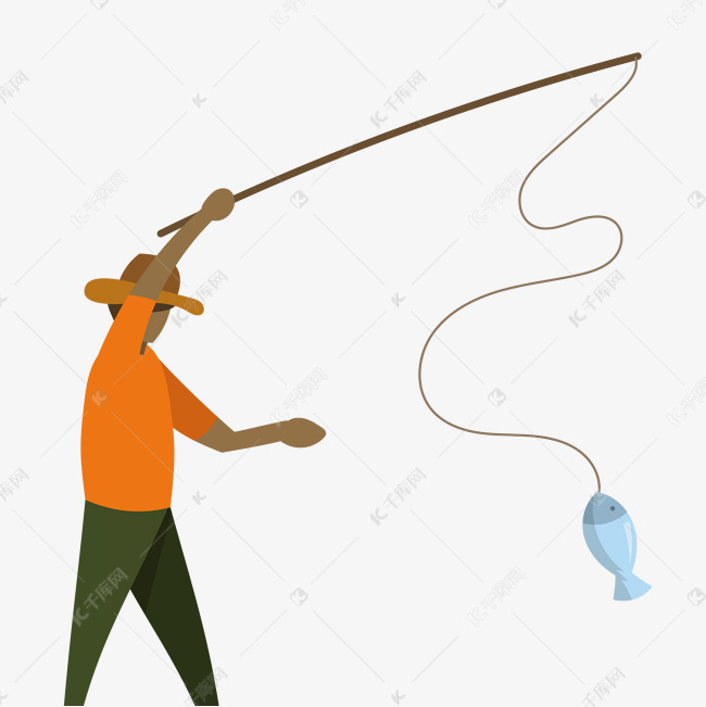 钓鱼的大叔手绘设计素材图片免费下载-千库网