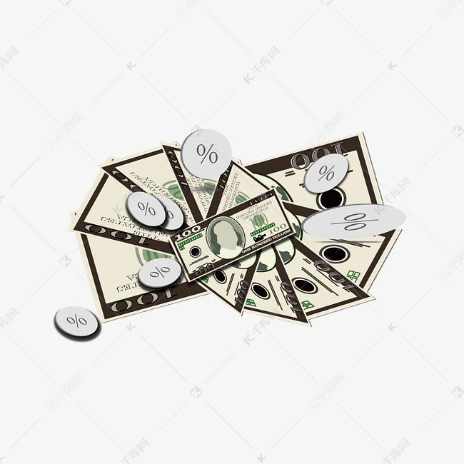 一沓钞票与钱币插画素材图片免费下载-千库网