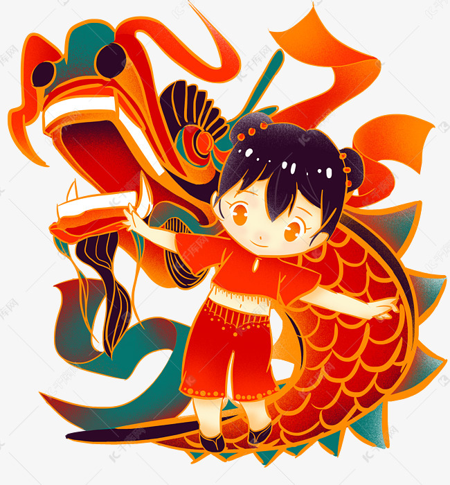 手绘元宵舞龙插画素材图片免费下载-千库网