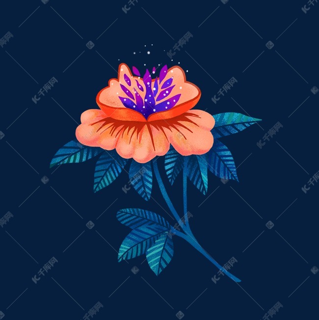 噪点风格手绘花卉素材图片免费下载-千库网