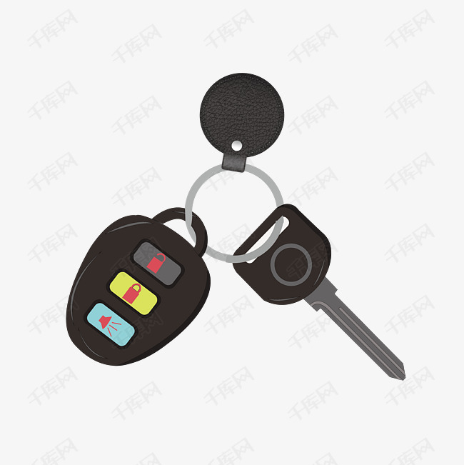卡通黑色车钥匙矢量素材图片免费下载-千库网