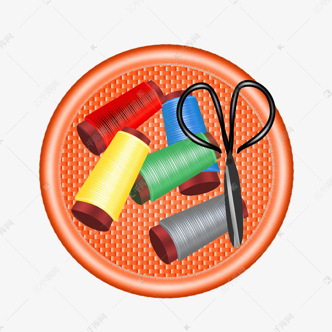 免扣卡通彩色针线剪刀素材图片免费下载-千库网