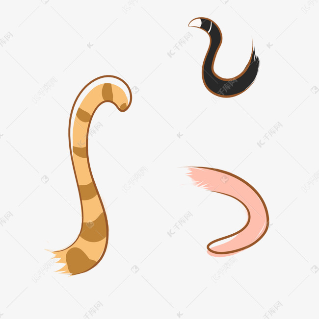 创意手绘卡通小猫咪的尾巴素材图片免费下载-千库网