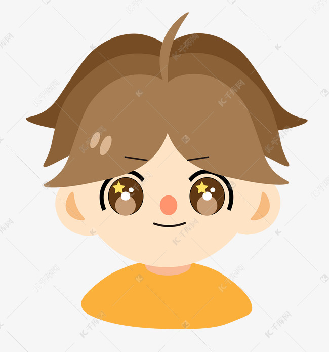 卡通可爱风棕发男孩头像免抠PNG素材图片免费下载-千库网