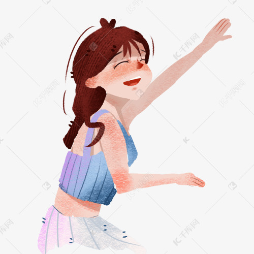 手绘卡通挥手的女孩免扣元素素材图片免费下载-千库网