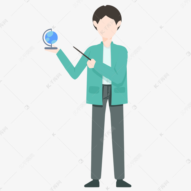 地理老师卡通插画素材图片免费下载-千库网
