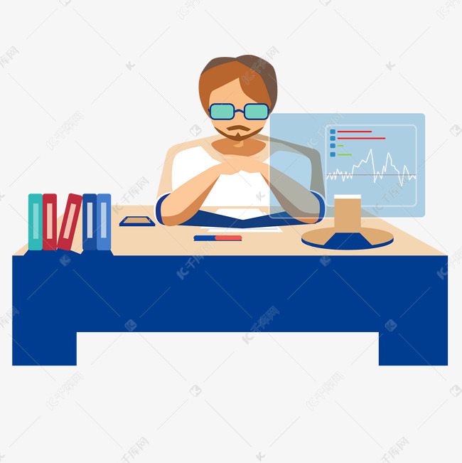 一个在思索的男人手绘免抠图素材图片免费下载-千库网