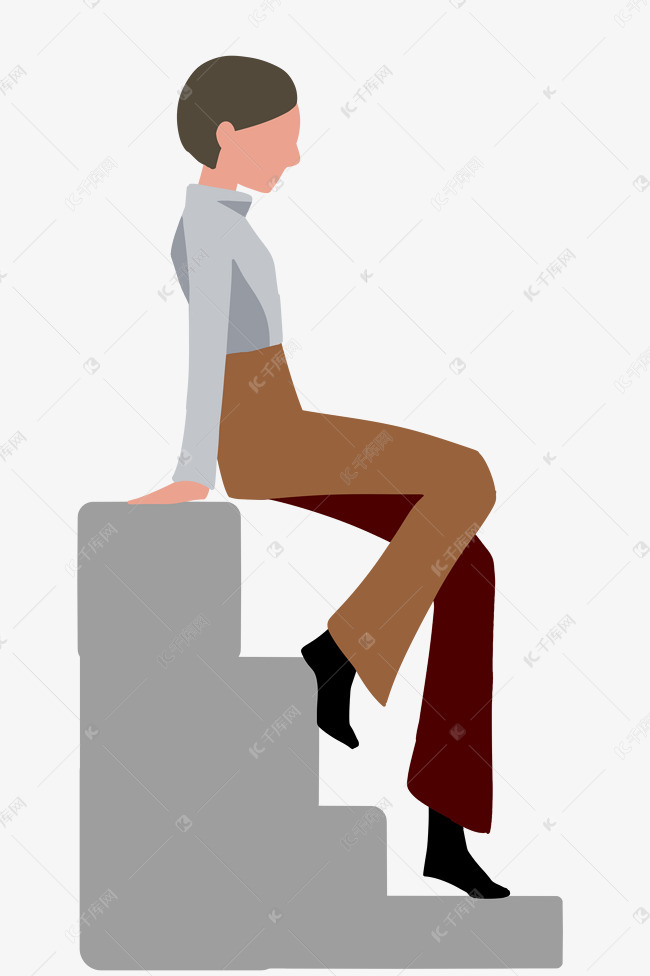 坐着女孩卡通插画素材图片免费下载-千库网