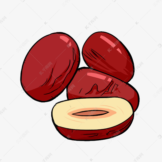 红色卡通红枣插画素材图片免费下载-千库网