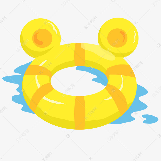 卡通黄色游泳圈插图素材图片免费下载-千库网