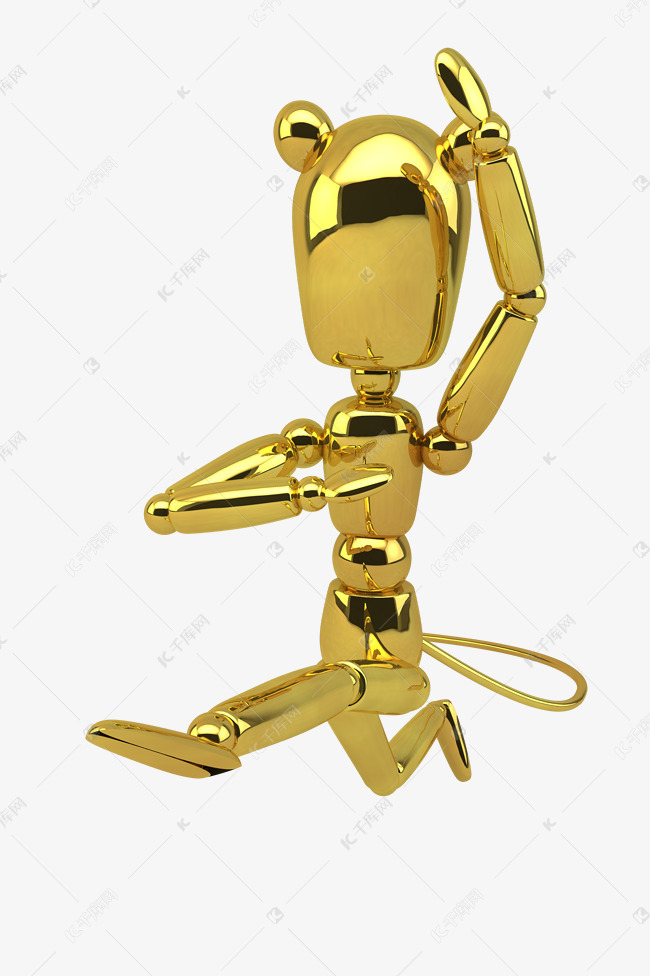 3d金色小人十八罗汉武功跳跃踢腿素材图片免费下载-千库网
