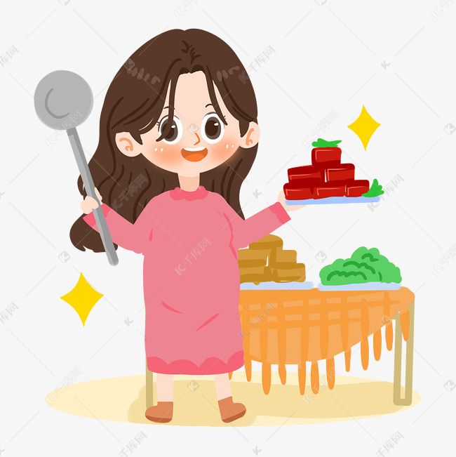 母亲节卡通母亲做菜PNG素材图片免费下载-千库网