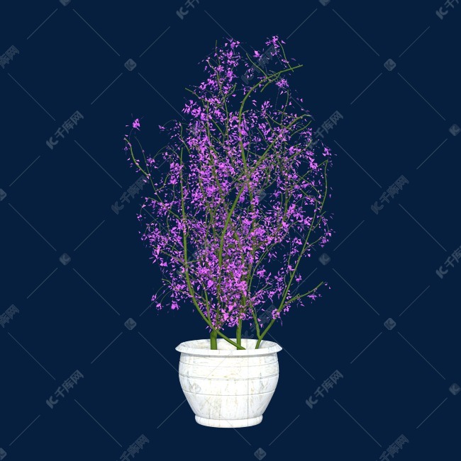 白色花盆紫色花朵素材图片免费下载-千库网