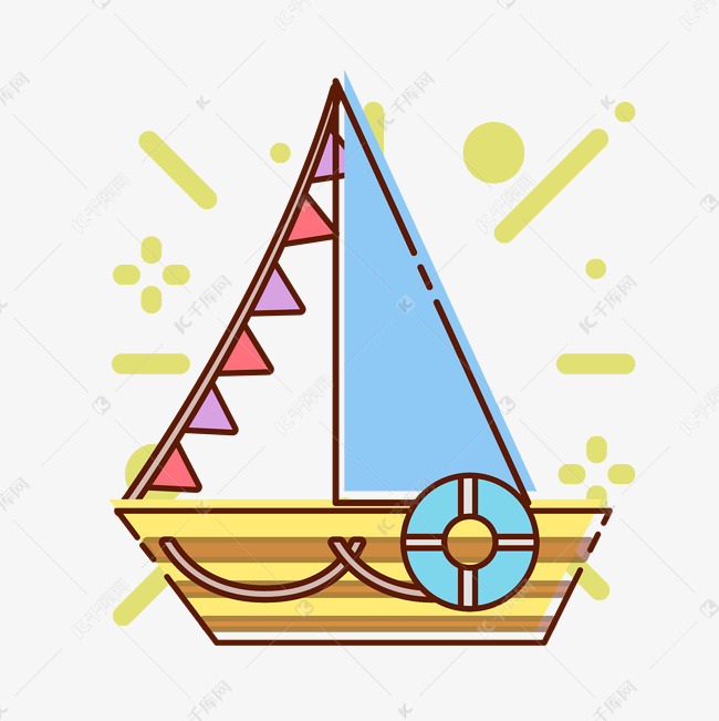 救生圈装饰帆船素材图片免费下载-千库网