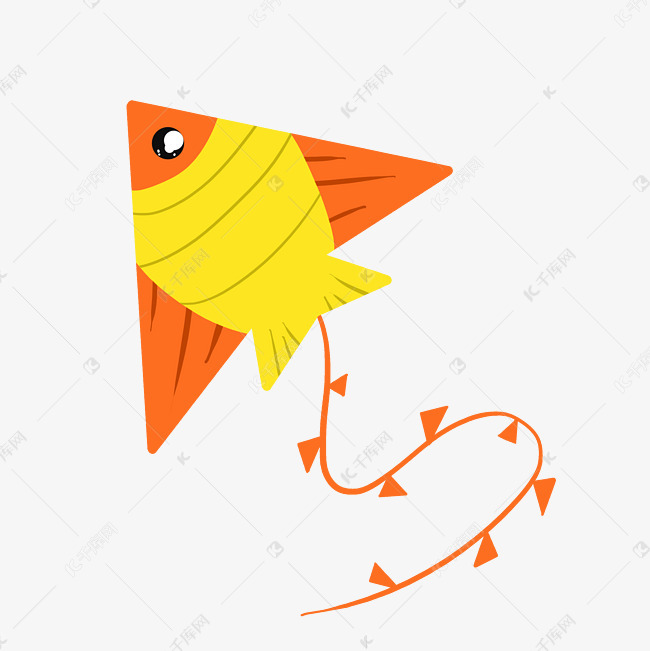 黄橙色小鱼风筝插图素材图片免费下载-千库网