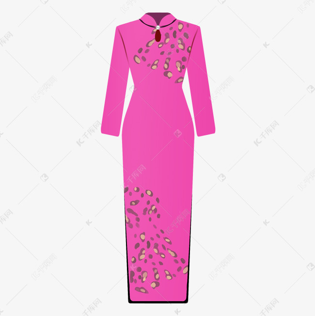 精美粉色旗袍素材图片免费下载-千库网