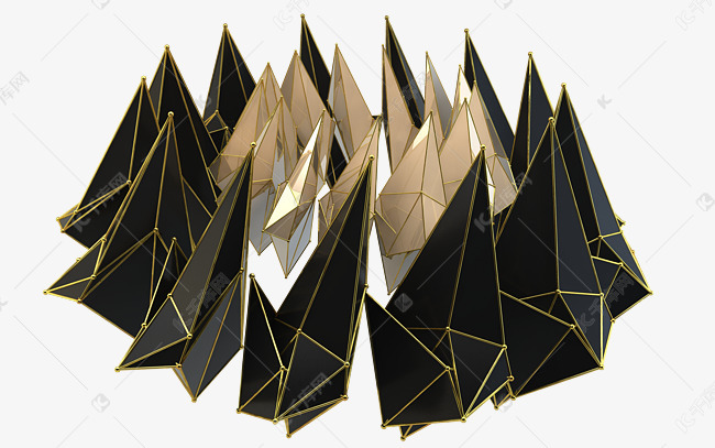 3d立体简约霸气黑金陨石几何图形堆素材图片免费下载-千库网