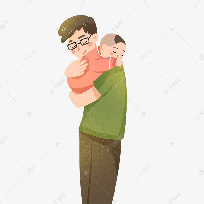 卡通抱着宝宝的爸爸免扣图素材图片免费下载-千库网