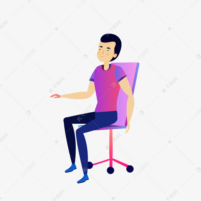 卡通男孩在坐在椅子上免抠图素材图片免费下载-千库网