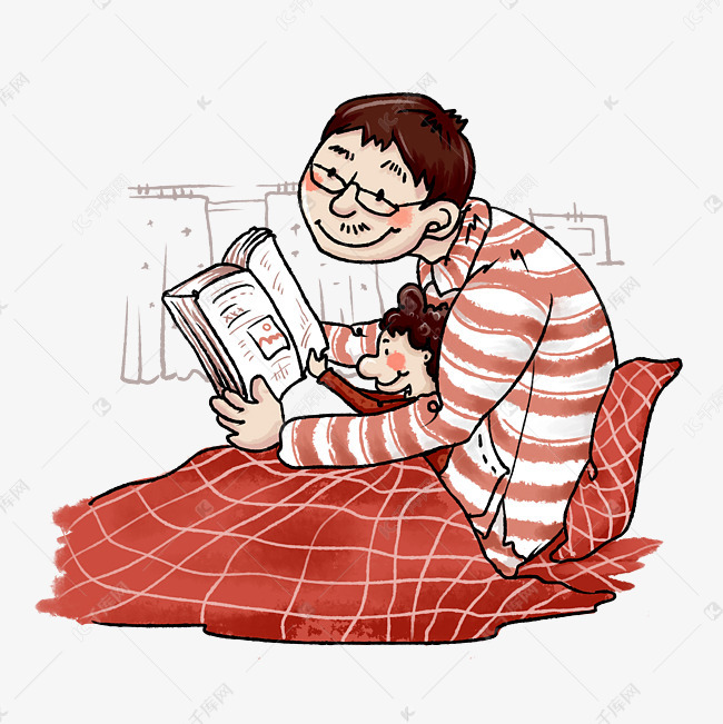 夸张父子床边故事元素素材图片免费下载-千库网